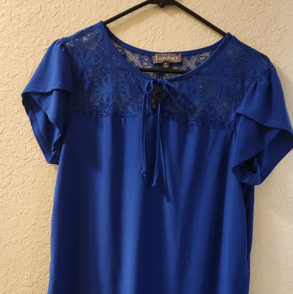 Luxology | Tops | Elegant Blue Lace Womens Top | Poshmark